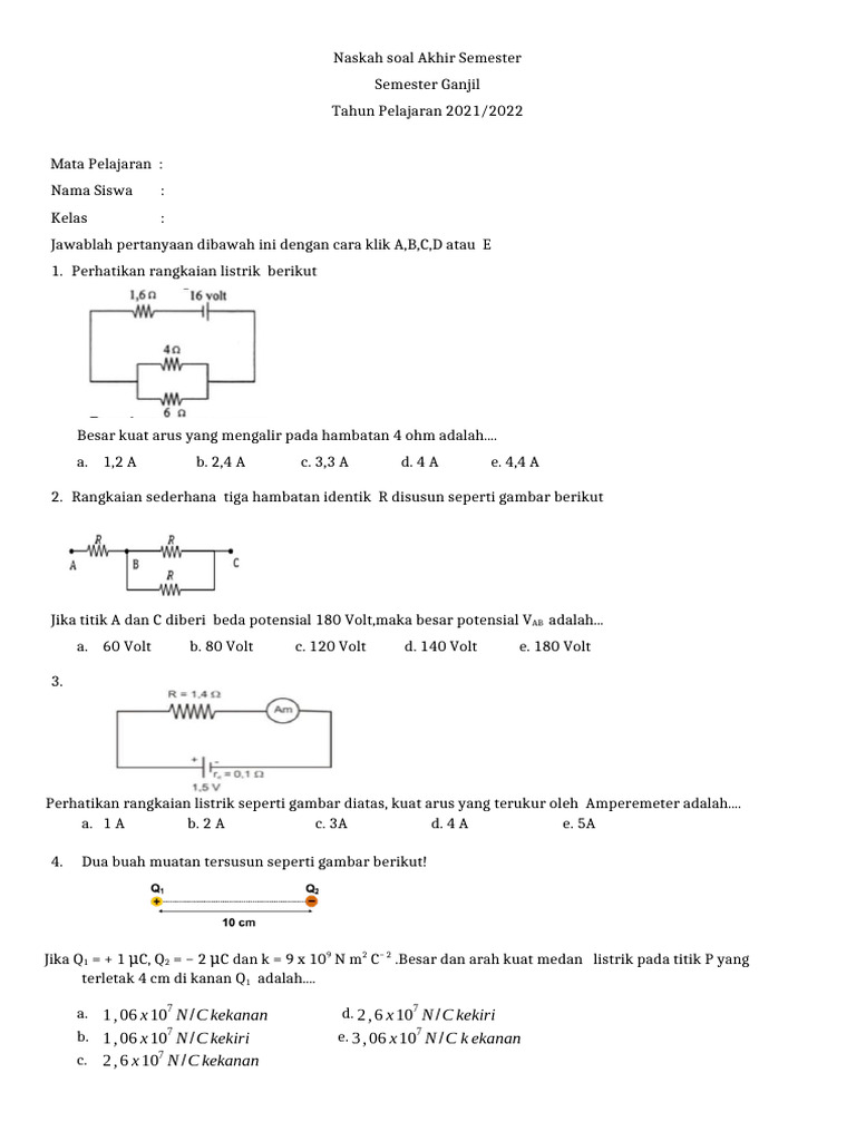 Soal Semester Ganjil Kelas Xii 2021-2022 | PDF