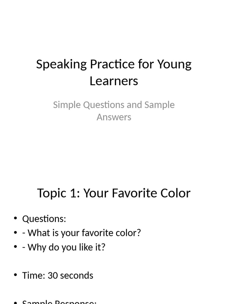 Speaking Practice Young Learners | PDF | Games & Activities