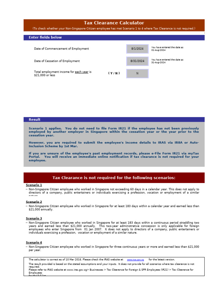 Tax Clearance Calculator 3 | PDF | Taxes | Government Finances