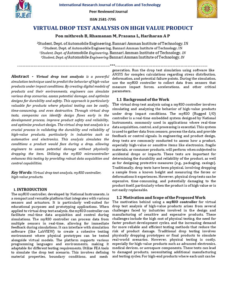 Virtual Drop Test Analysis for Products | PDF | Simulation | Finite ...