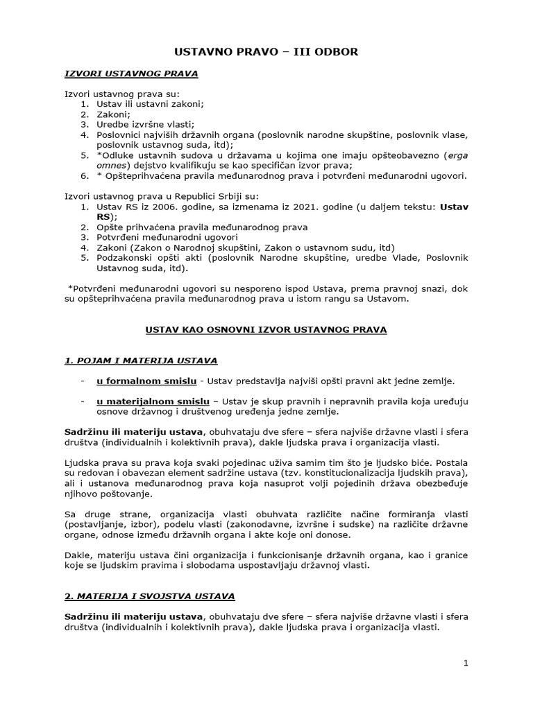 Ustavno Pravo Skripta | PDF
