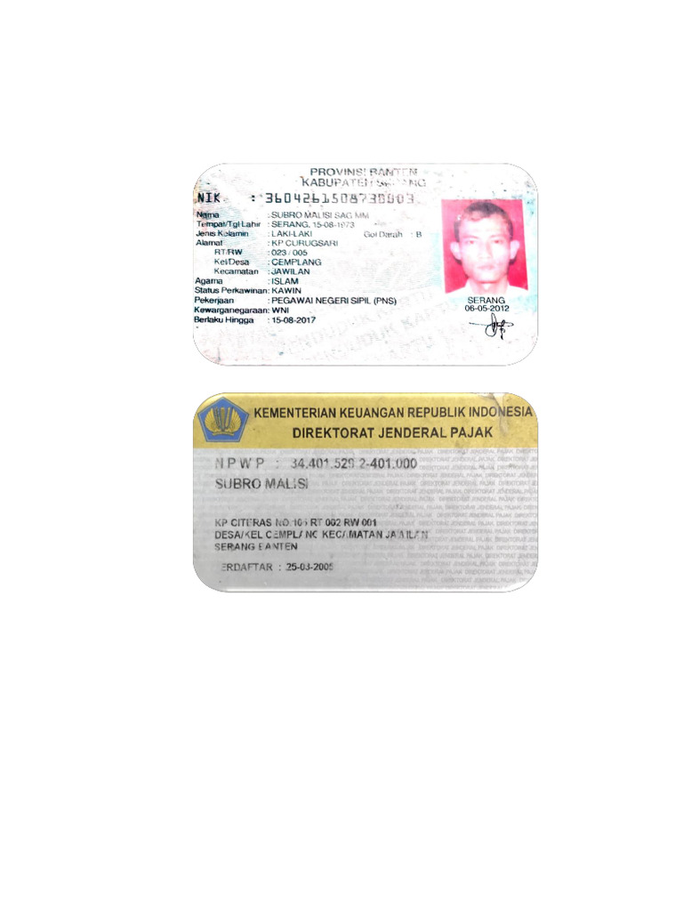 KTP Dan NPWP Kepsek | PDF