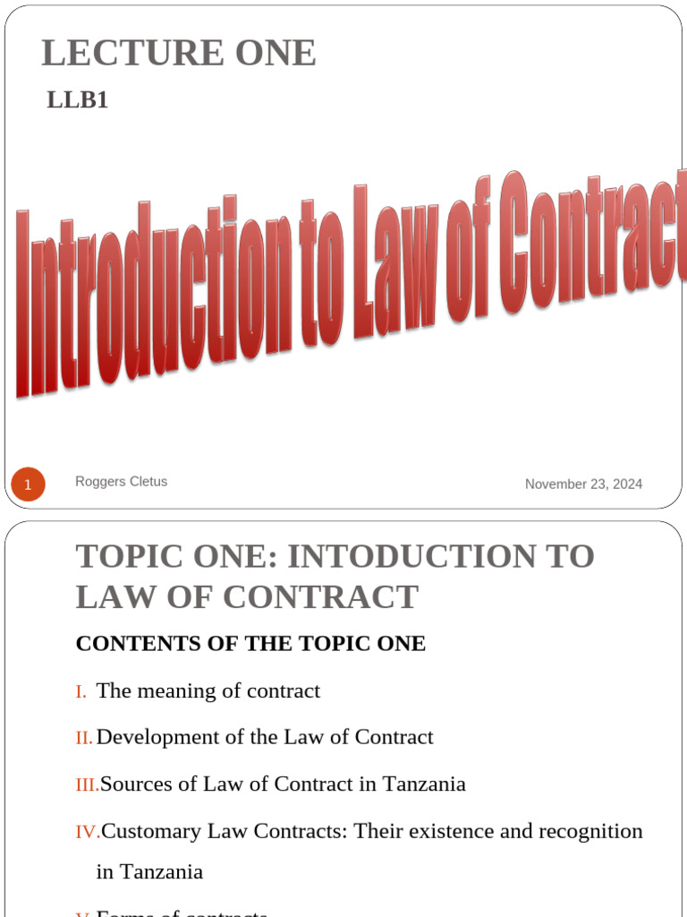 1, Introduction To Law of Contract | PDF | Precedent | Common Law