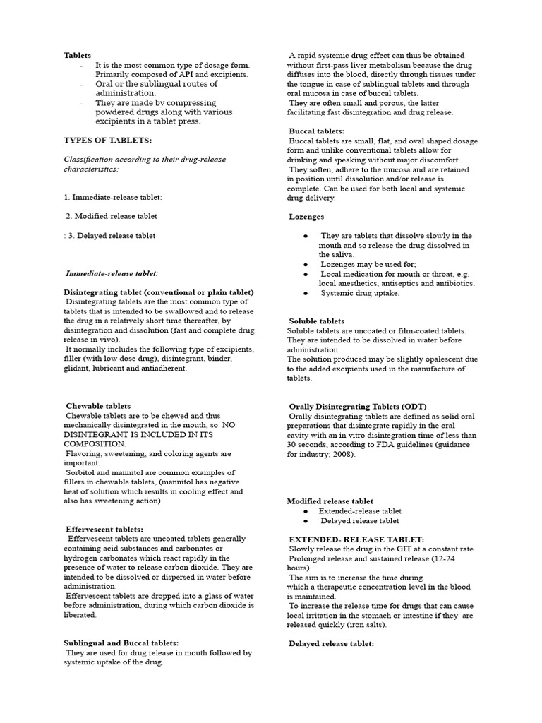 Tablet | PDF | Tablet (Pharmacy)