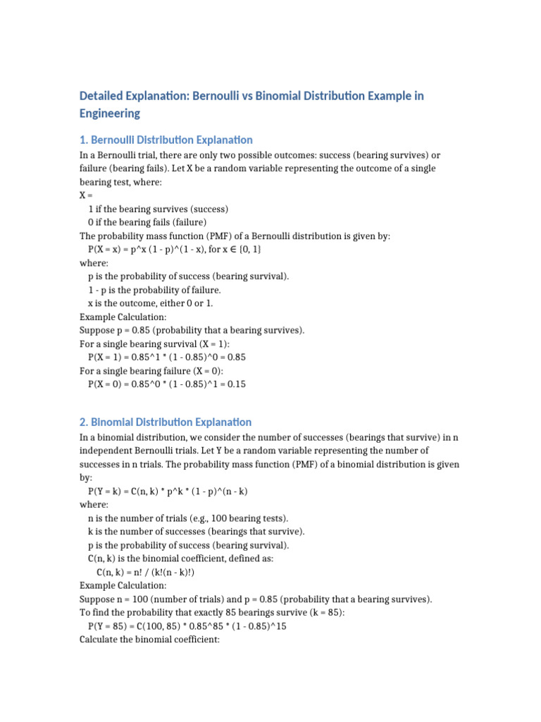 Bernoulli Binomial Example | PDF | Probability Distribution | Statistics