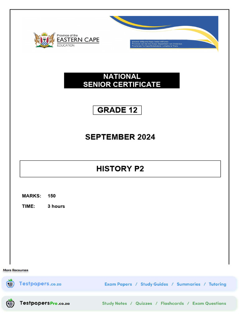 History p2 Gr12 QP Sept 2024 - English - Watermark | PDF | Globalization | Information