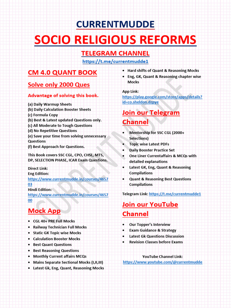 Socio Relisious Reforms & Movements | PDF