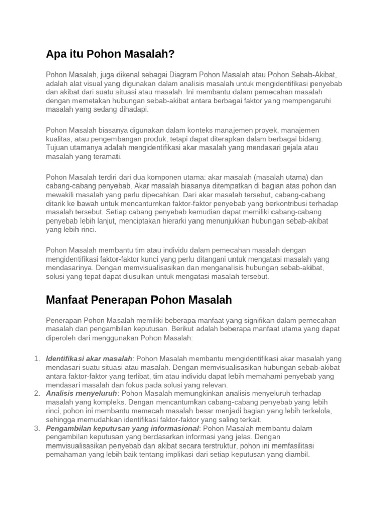 Apa Itu Pohon Masalah | PDF