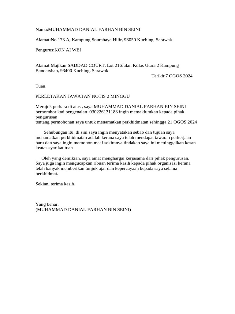 Document-Surat Resign 167 | PDF