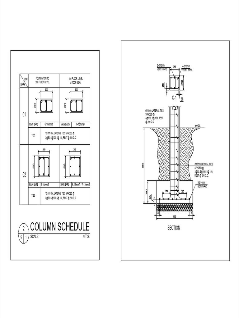 Column Schedule Detail | PDF | Structural Engineering