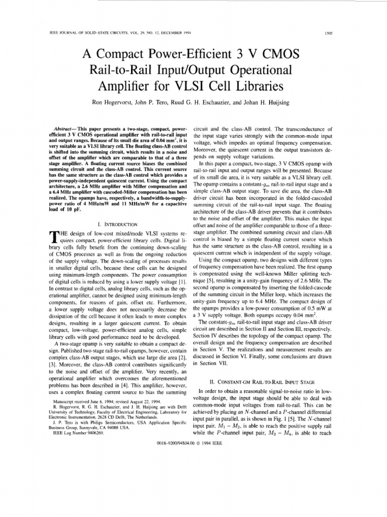 Ieee Hogervorst 1994 241120 194259 | PDF | Operational Amplifier ...