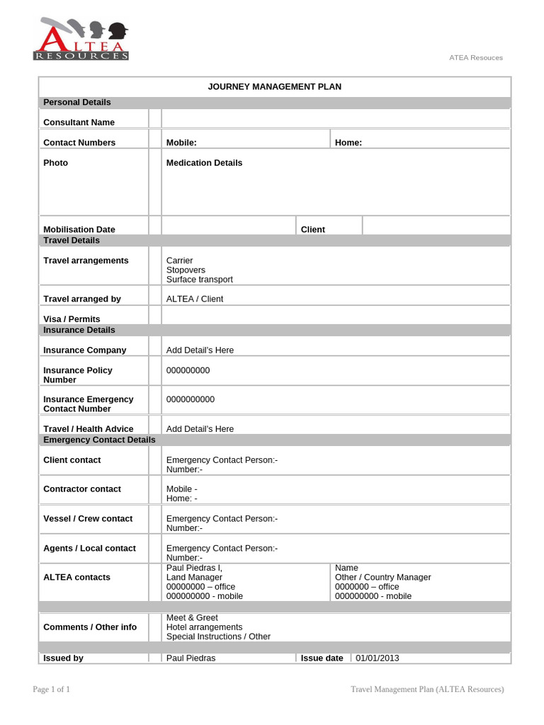 ALTEA - Journey Management Plan | PDF