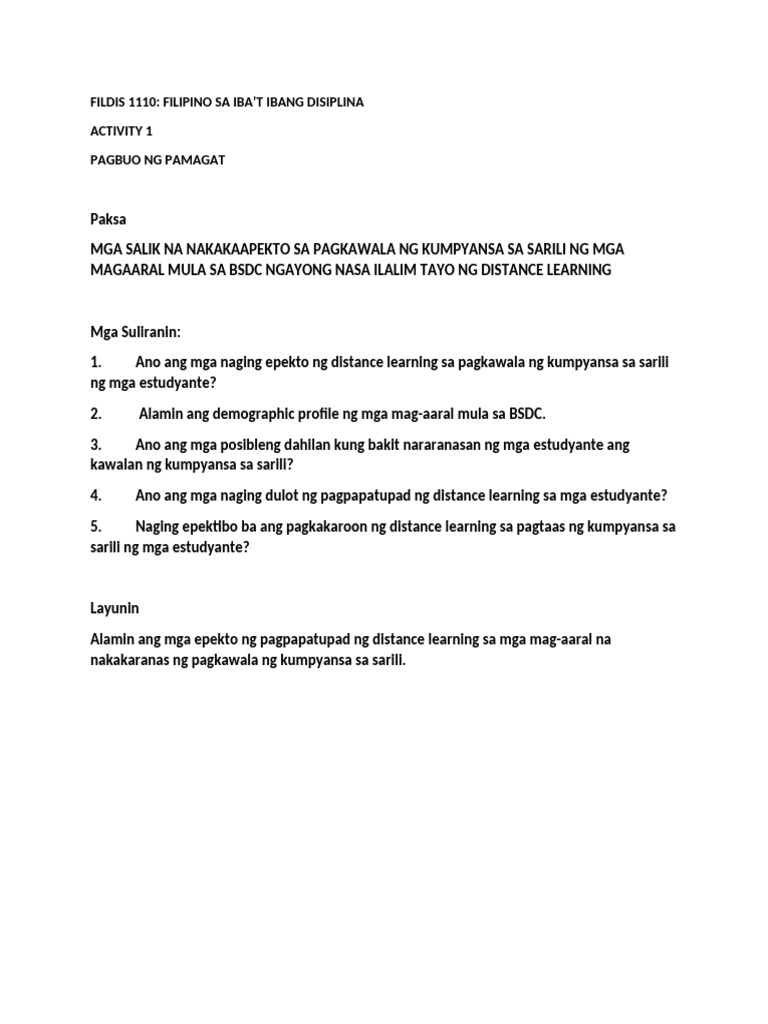 Activity 1-Fildis 1110 Group 3 | PDF