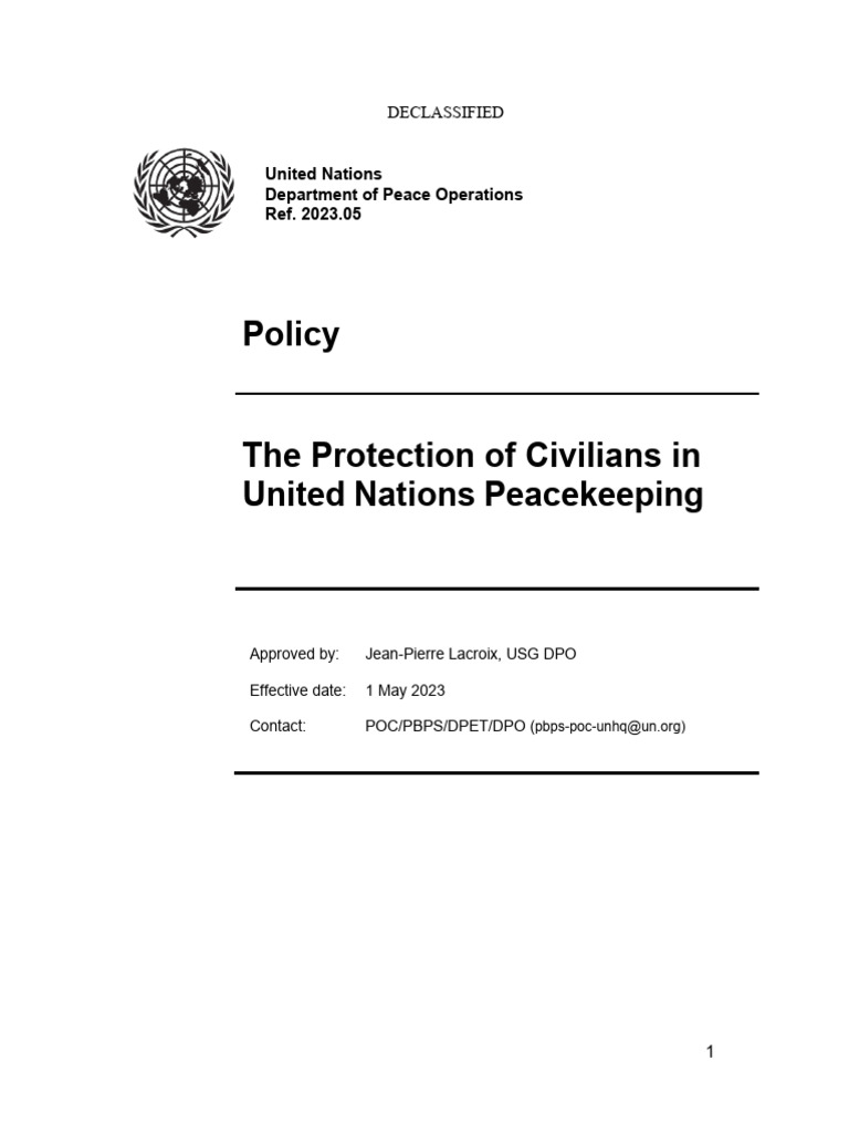 2023 Protection of Civilians Policy | PDF | Peacekeeping | Civilian