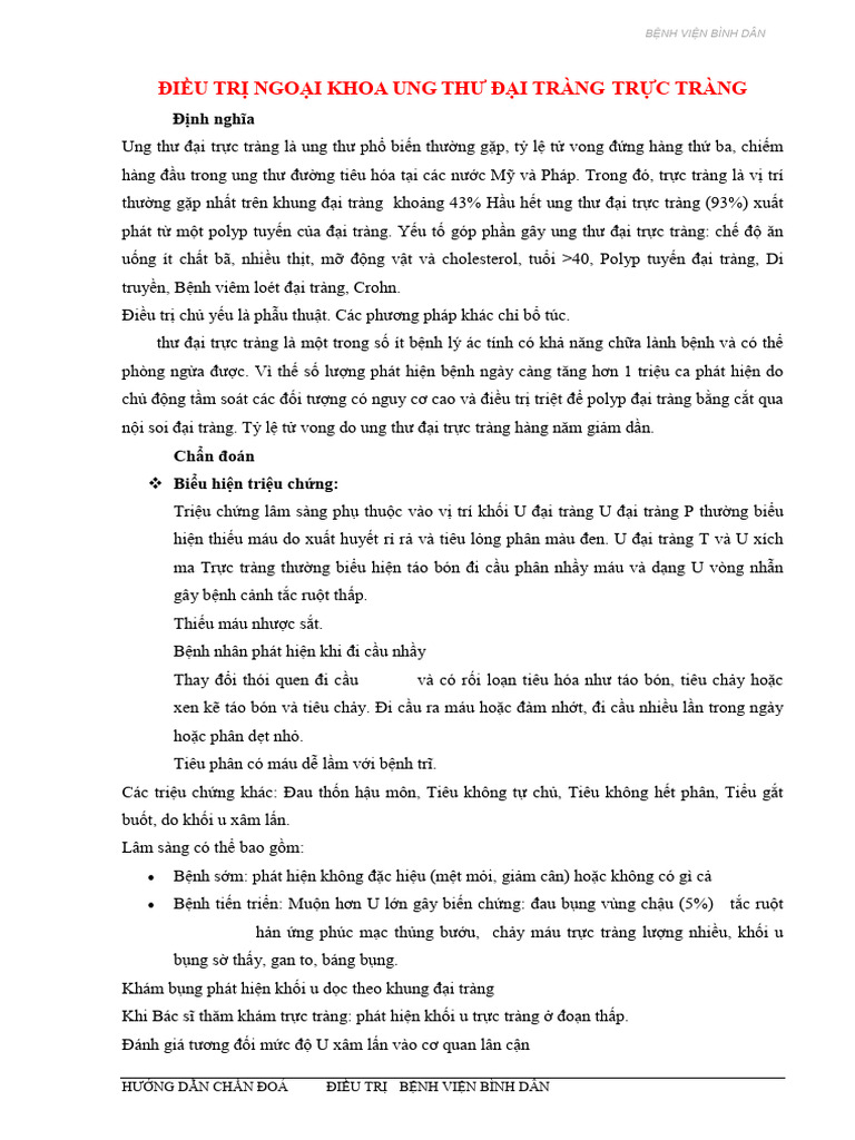 89 Ung Thư Đ I Tràng TR C Tràng - BV Bình Dân | PDF