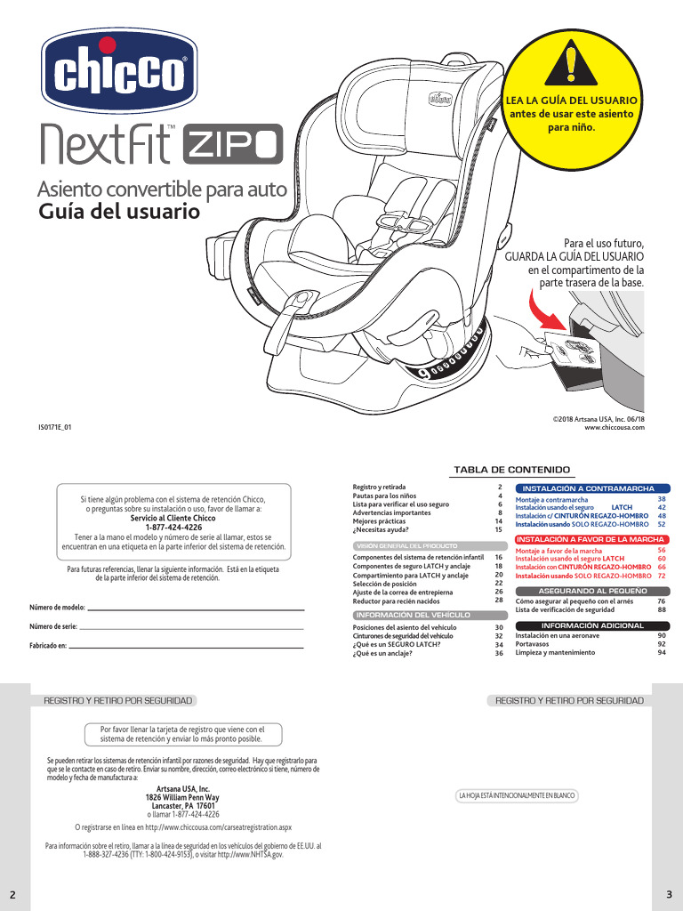 Manual NextFit Zip Manual ES | PDF | Cinturón de seguridad | Airbag