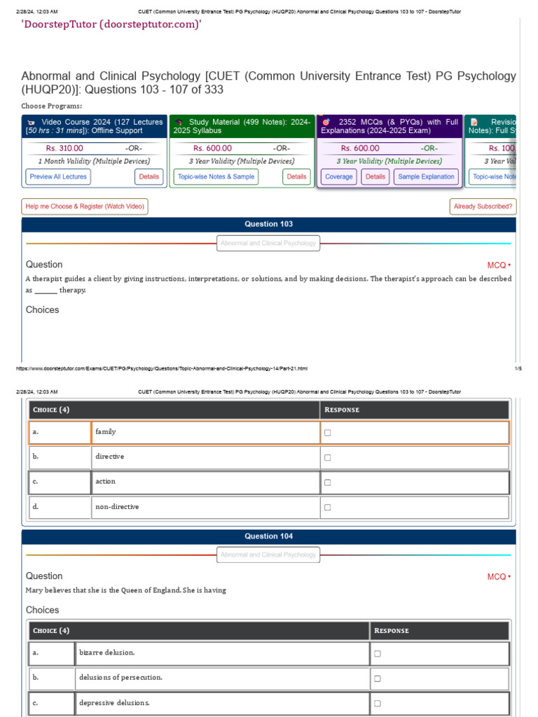Daily Study Plan for CUET PG Psychology | PDF | Psychological Concepts ...