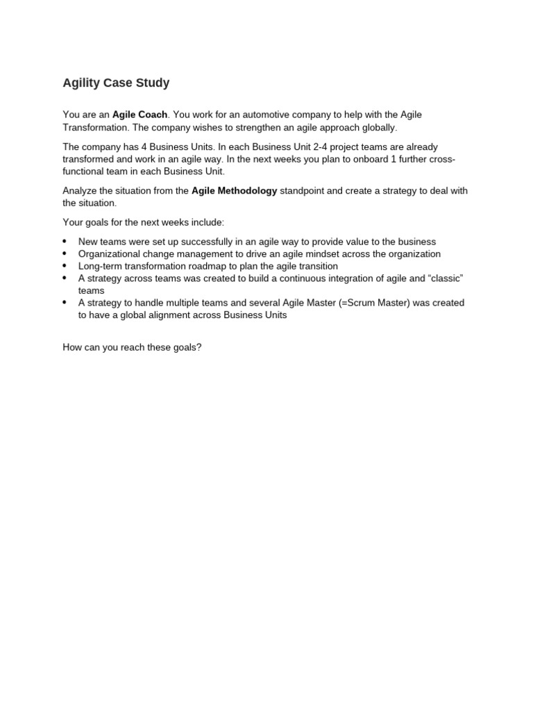 Case Study - Agile Coach | PDF