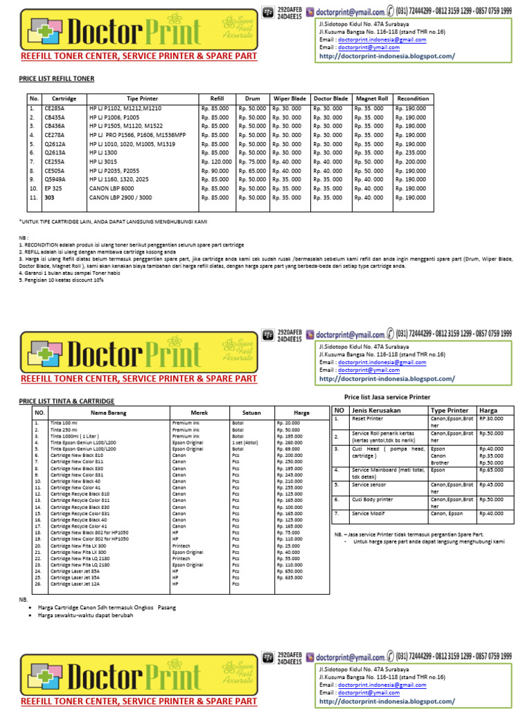 PRICELIST Cartridge | PDF | Microsoft Windows | 64 Bit Computing