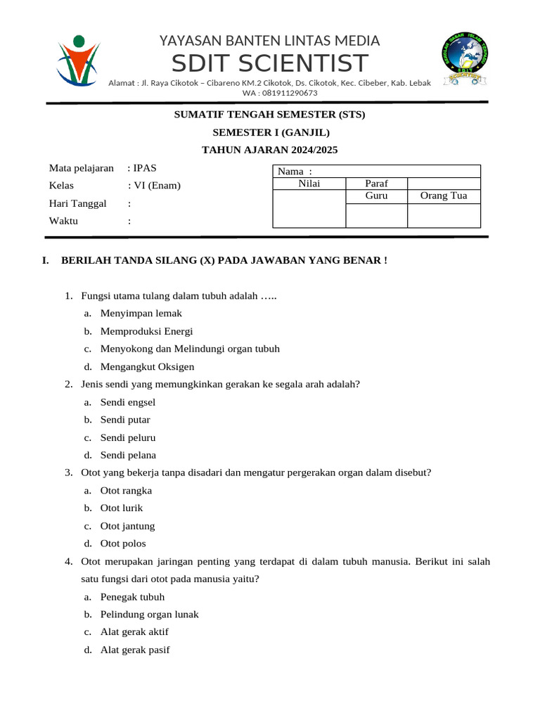 Soal Asts Kelas 6 Ipas | PDF | Perjalanan