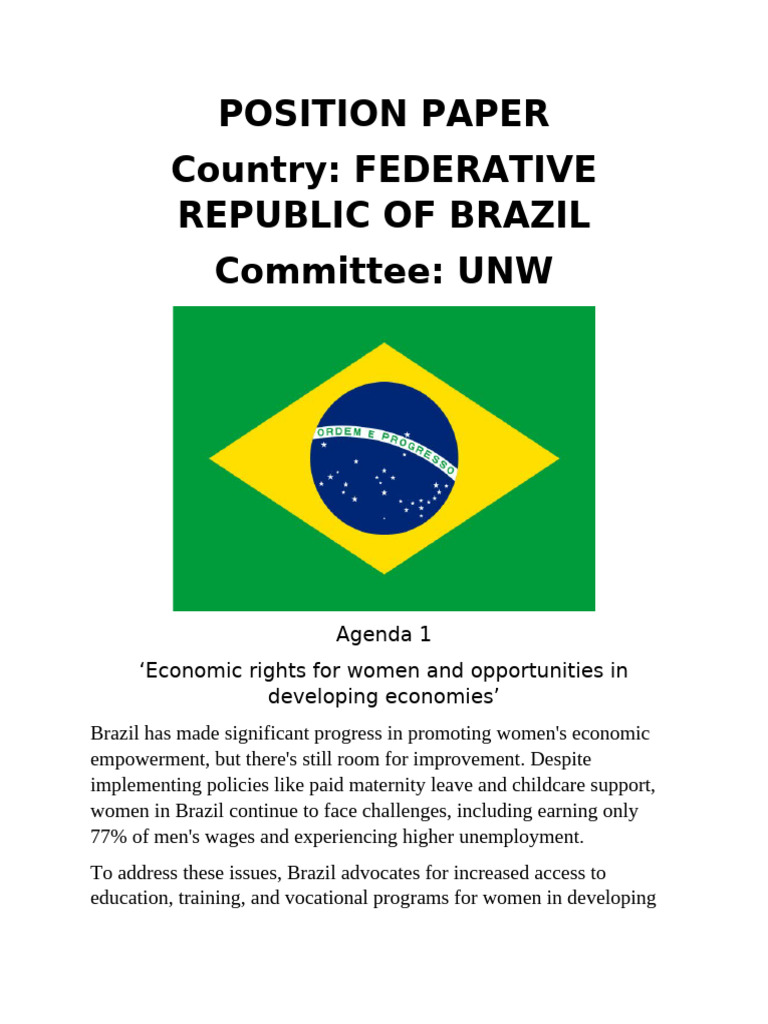 Position Paper - Brazil - Unw 2 | PDF | Violence Against Women ...
