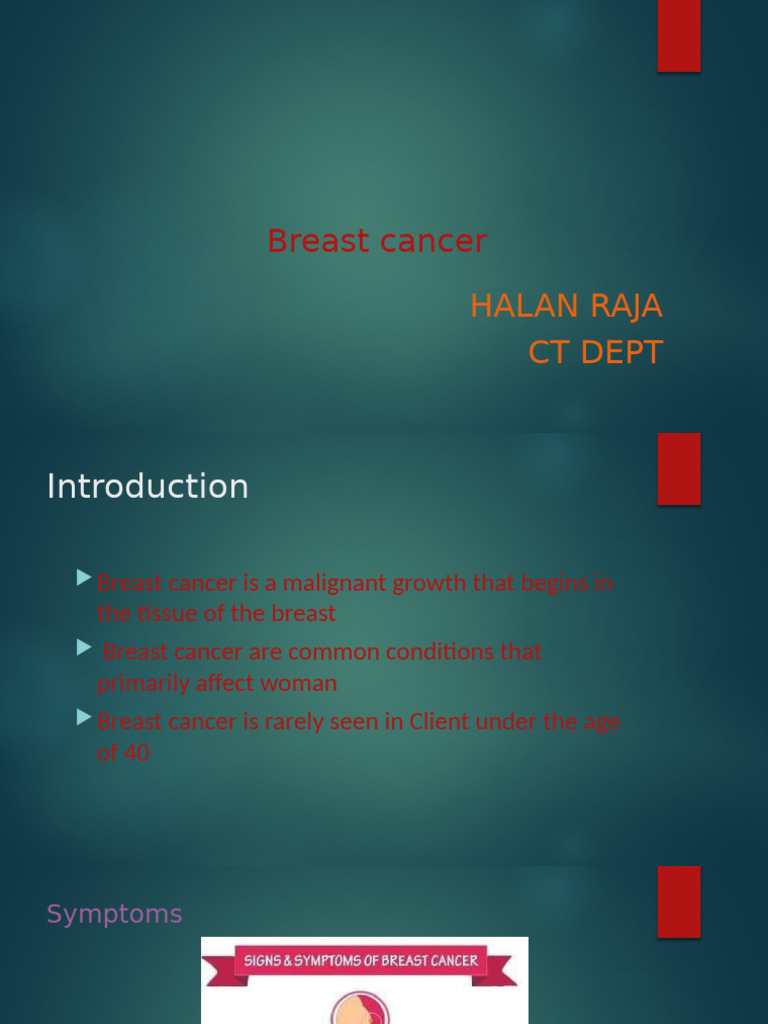 Breast Cancer: Halan Raja CT Dept | PDF