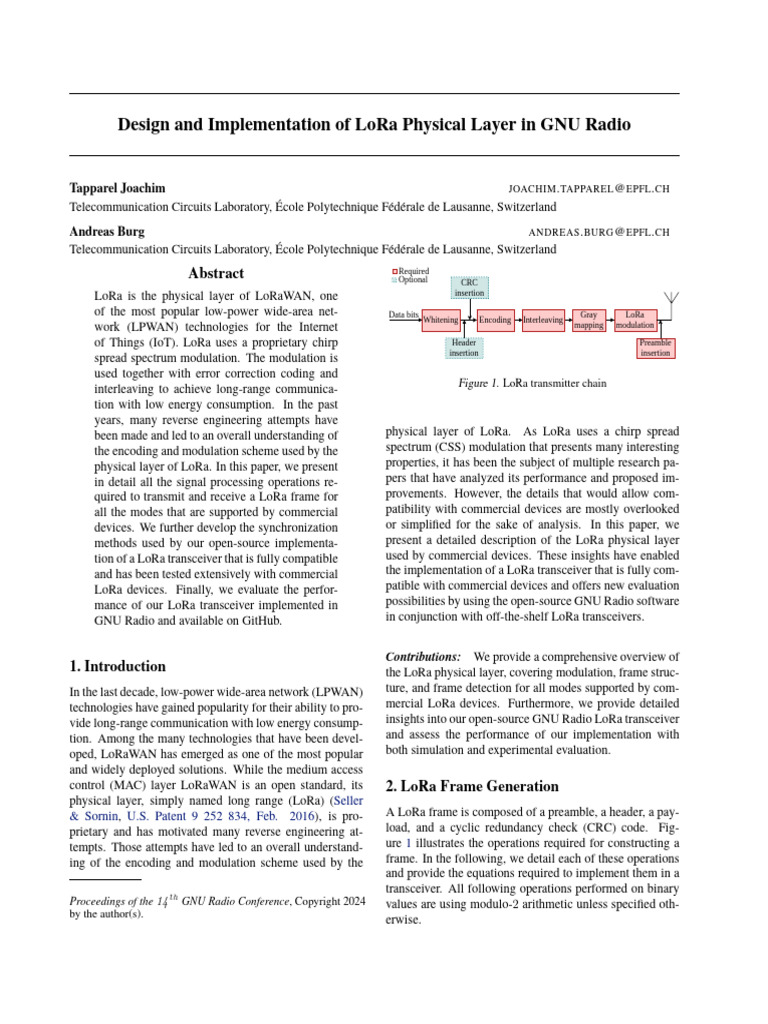Design and Implementation of Lora Physical Layer in Gnu Radio | PDF | Information And ...