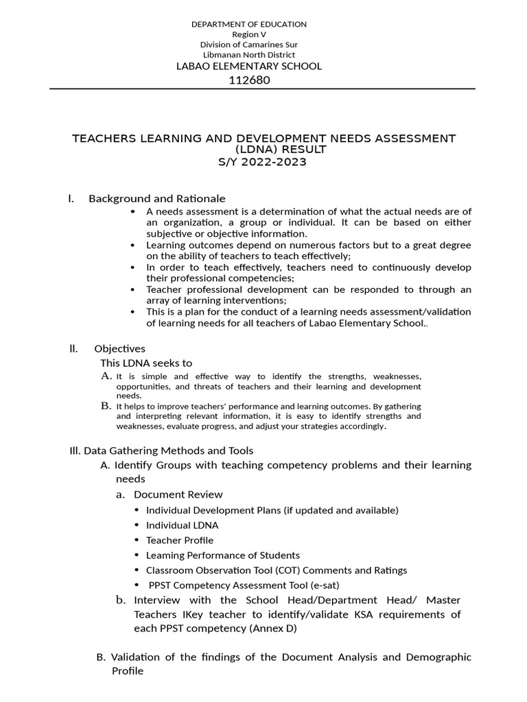 RESULT plan | PDF | Needs Assessment | Educational Technology