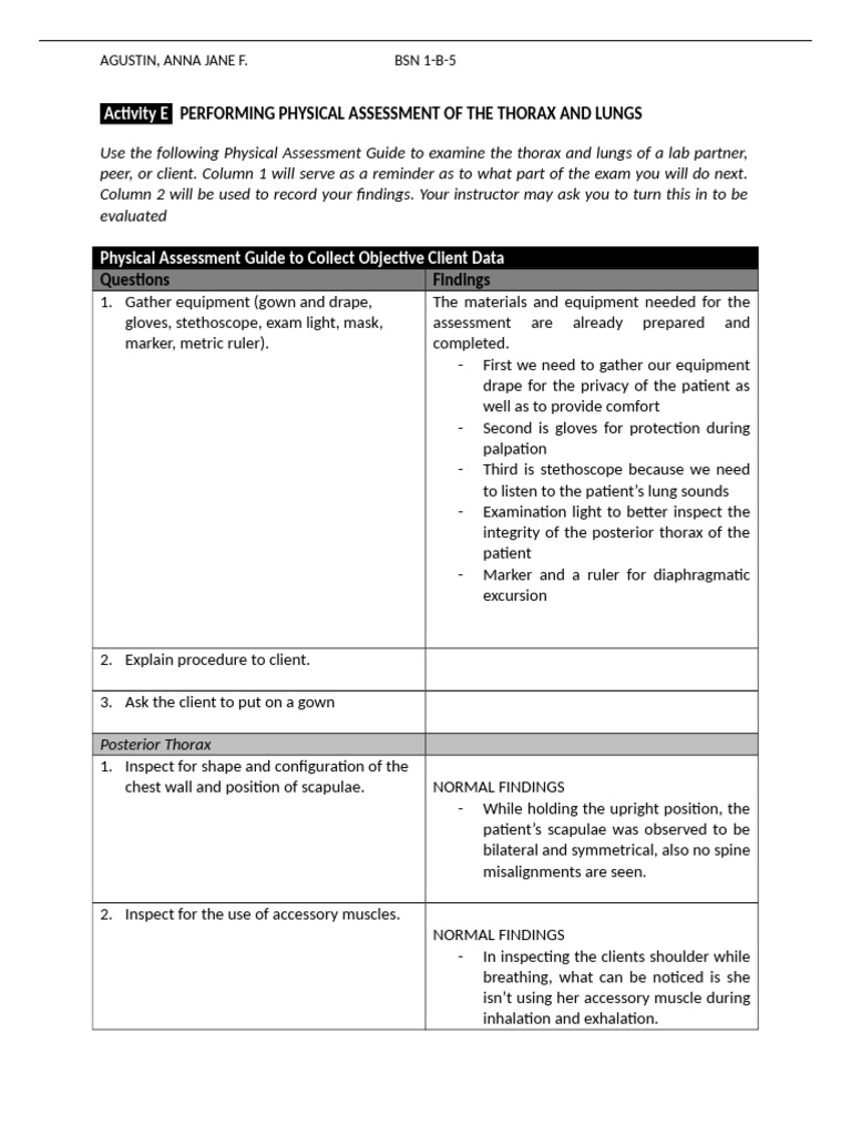 Posterior Thorax Sheet | PDF | Thorax | Lung