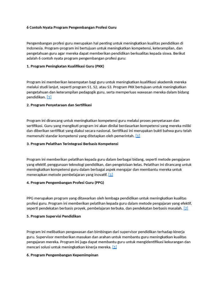 6 Contoh Nyata Program Pengembangan Profesi Guru | PDF | Bisnis | Pengembangan Diri