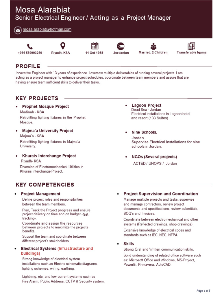 Engineering Project Manager Profile | PDF | Specification (Technical Standard) | Quality Assurance