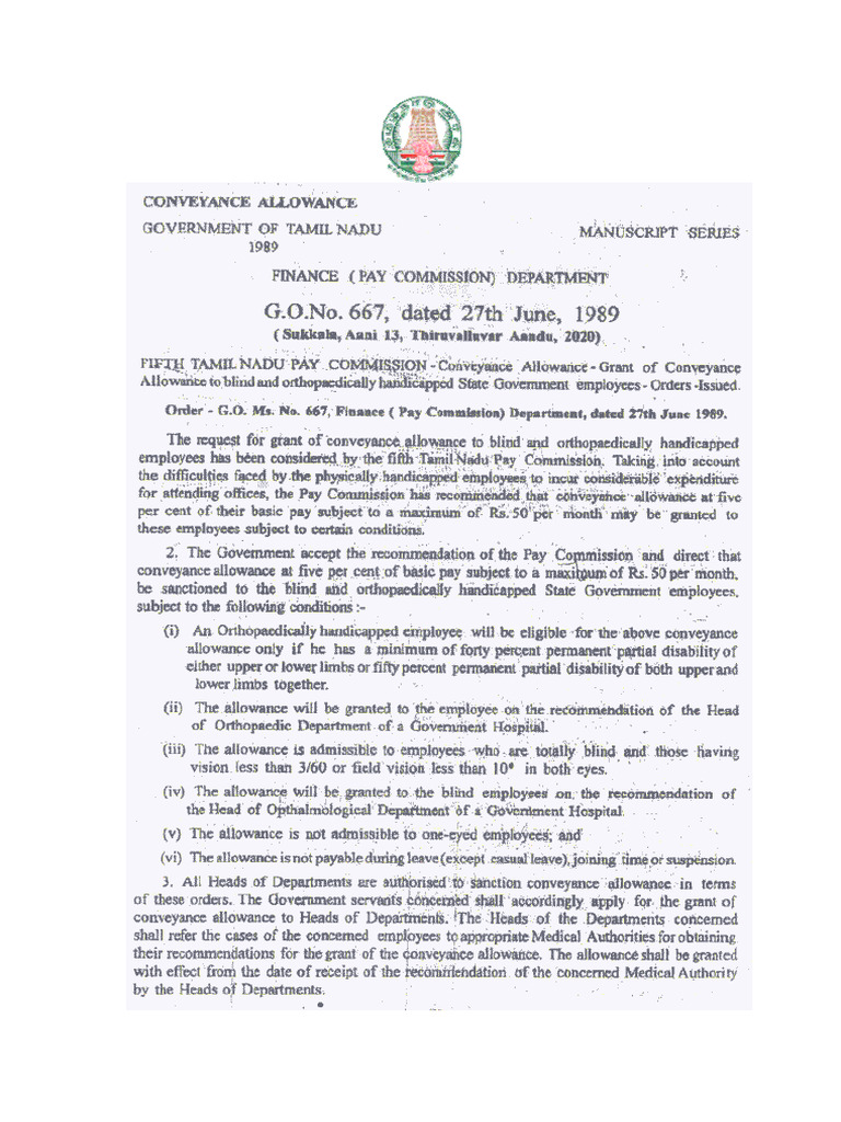 Conveyance Allowance Fin e 667 1989 | PDF