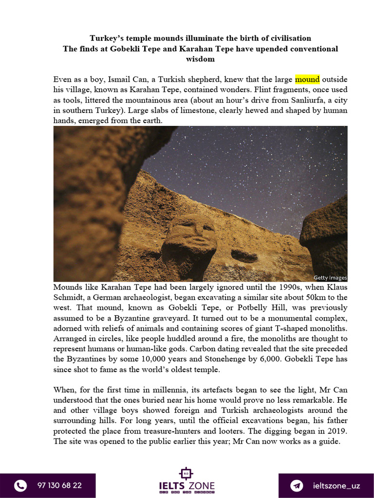 Turkey's Temple Mounds Illuminate The Birth of Civilisation | PDF ...