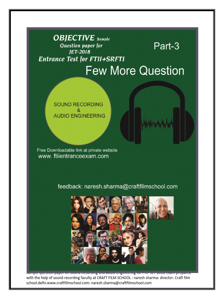 20 More Questions On Sound Recording Coures Ftii Entrance Exam Jet 2018 | PDF | Microphone ...