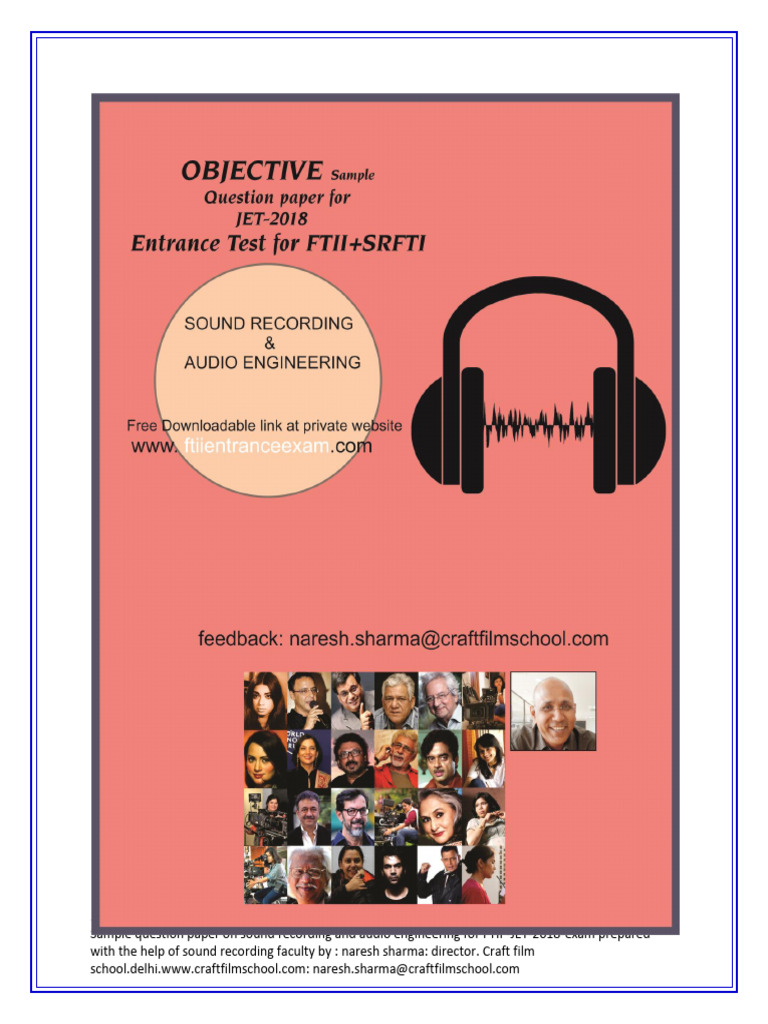 FTII JET 2018 Sound Recording Sample Paper | PDF | Signal To Noise ...