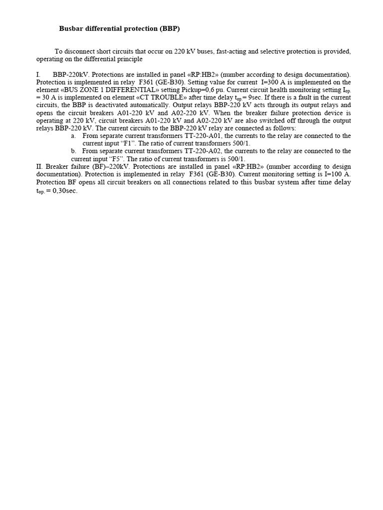 Annex-7 - Relay Settings BBP | PDF