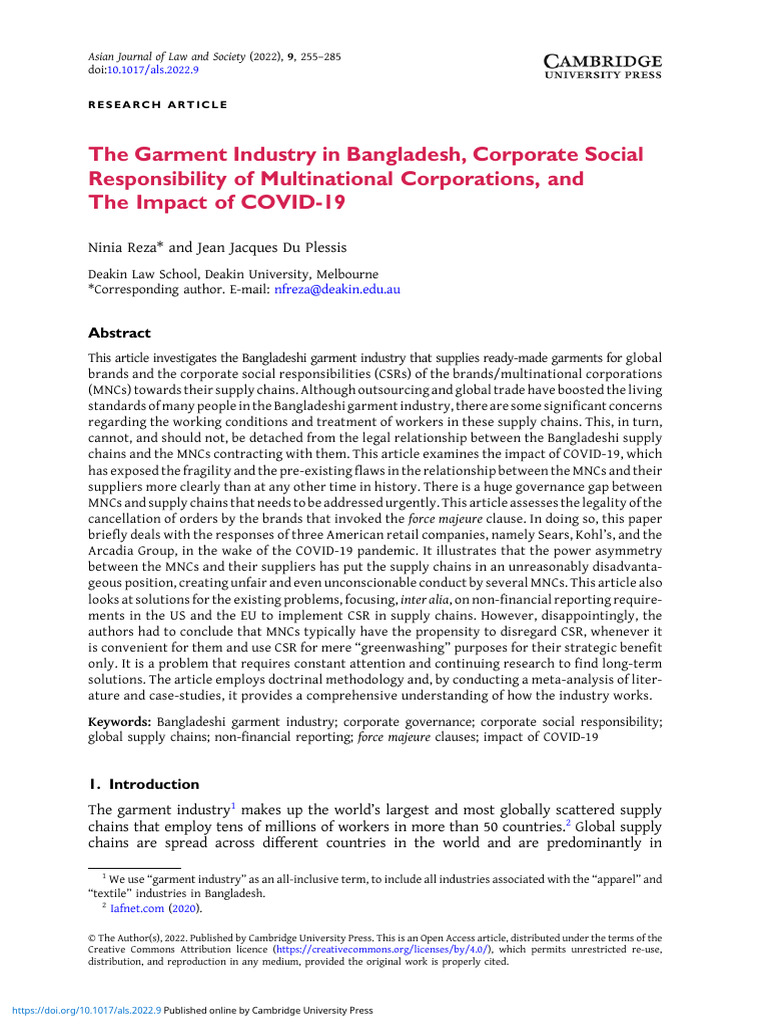 Role of Garment | PDF | Corporate Social Responsibility | Supply Chain
