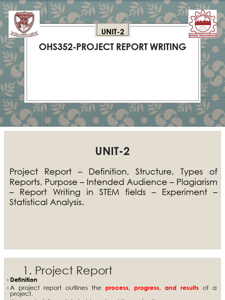 OHS352 Project Report Writing Guide | PDF | Statistics | Plagiarism
