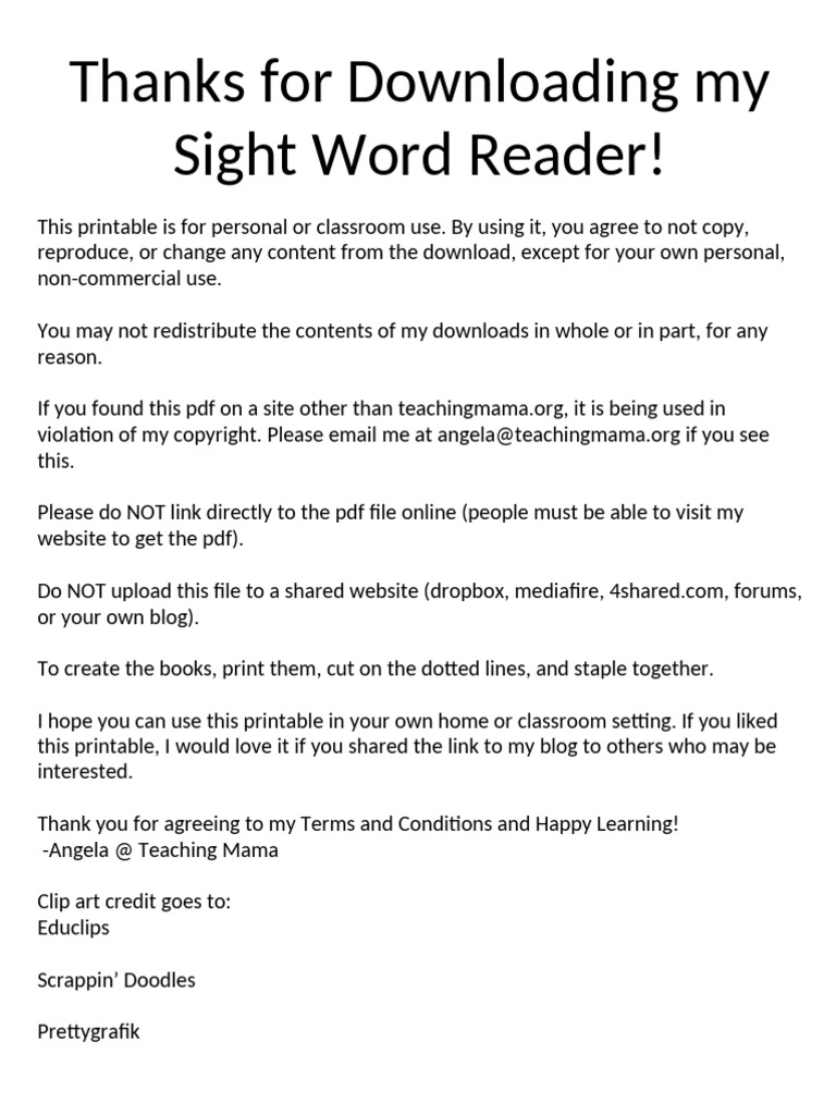 Sight Word Reader Am | PDF | Lifestyle
