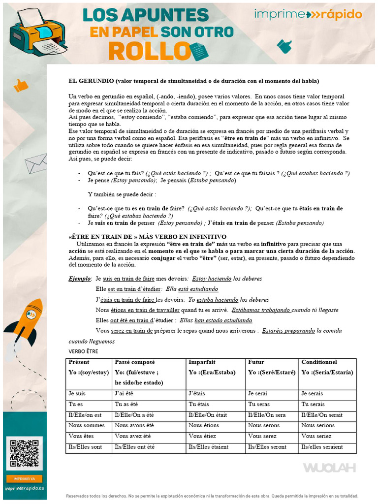 El gerundio en francés: uso y ejemplos | PDF | Verbo | Morfología