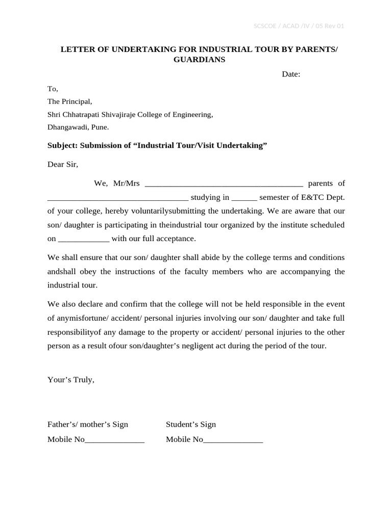 7 - Parent - Student Undertaking | PDF