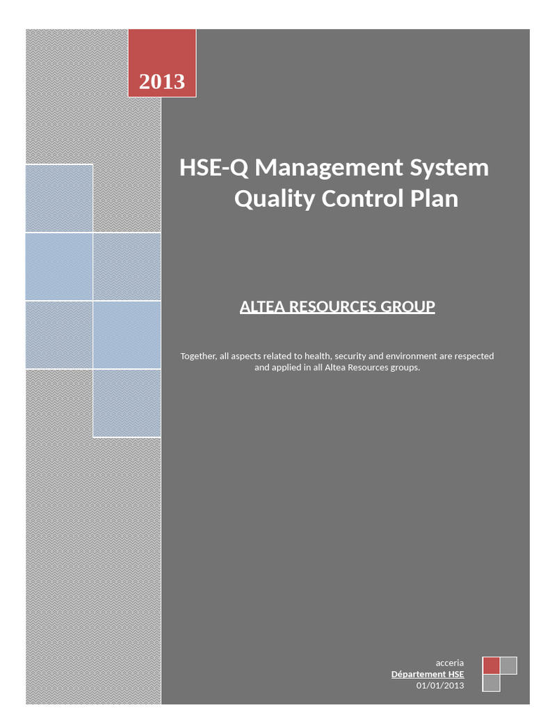 Altea - HSEQ - Management System - Quality Control Plan | PDF | Quality ...