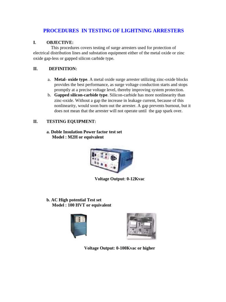 Lightning Arrester Testing Guide | PDF | High Voltage | Switch