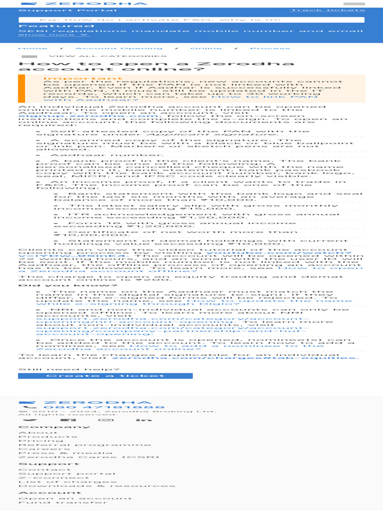 Zerodha Account Setup Guide | PDF | Business
