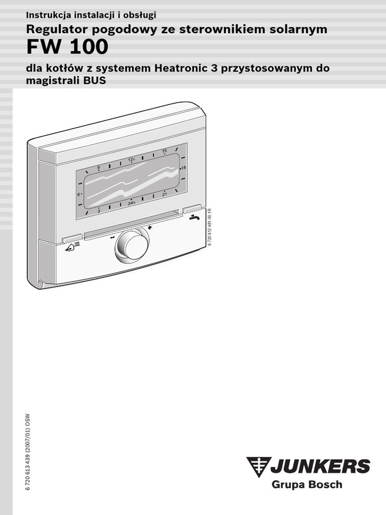 Regulator Pogodowy Ze Sterownikiem Solarnym FW100 Junkers | PDF