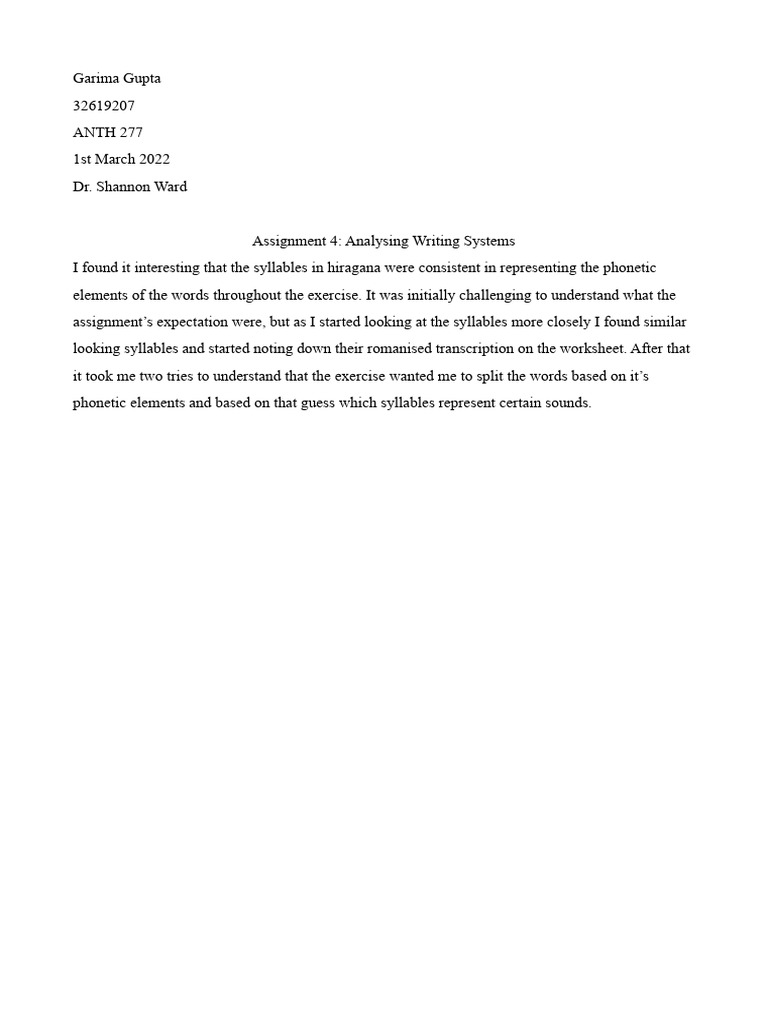 Assignment 4 - Writing Systems | PDF