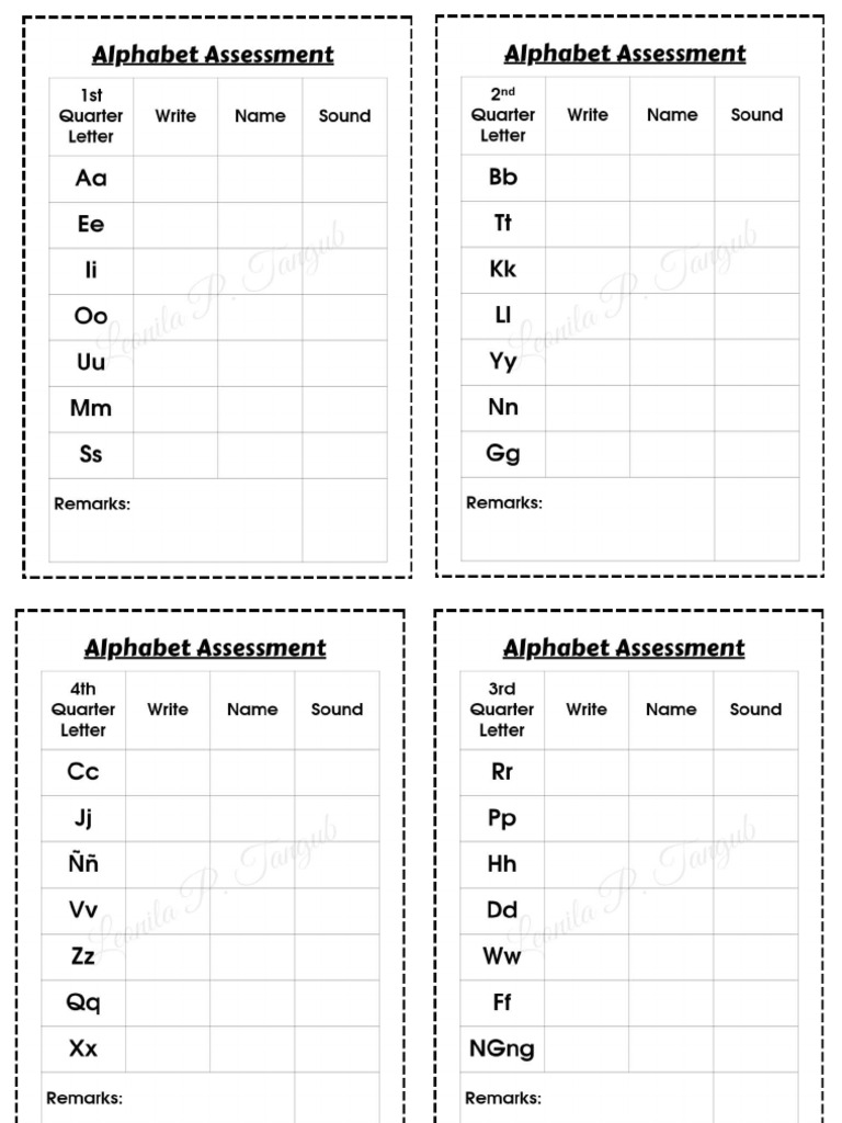 Alphabet Number Assessment | PDF