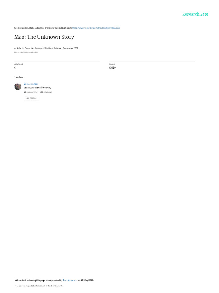 Alexander Mao | PDF | Mao Zedong | Cultural Revolution