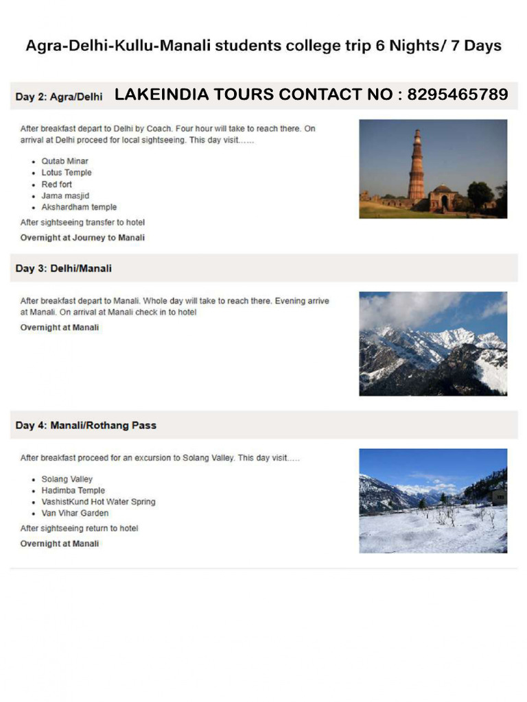 06agra Delhi Kullu Manali | PDF