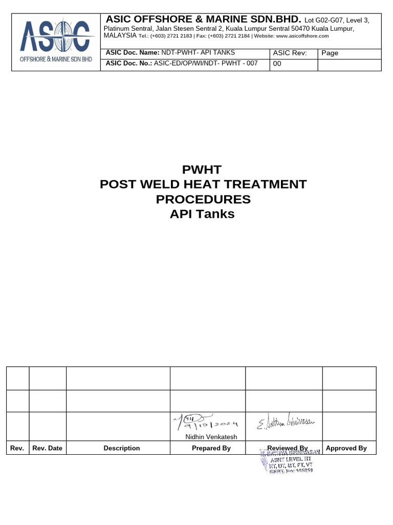 PWHT Procedures for API Tanks | PDF | Materials | Materials Science